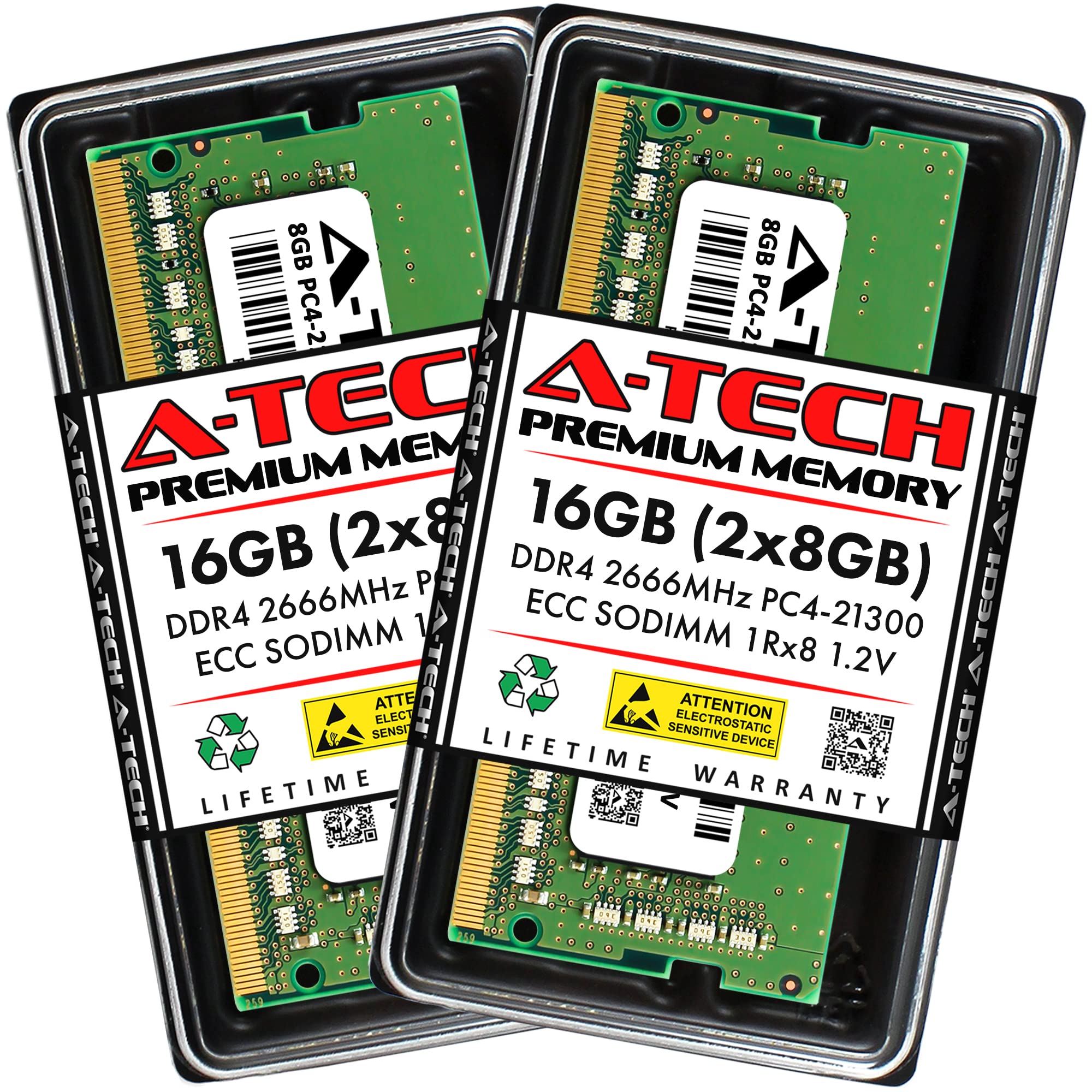 A-Tech 16GB Kit (2x8GB) RAM for Synology DiskStation DS1821+ NAS | DDR4 2666MHz PC4-21300 ECC SODIMM 1Rx8 1.2V 260-Pin Memory Upgrade