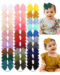 jollybows 30pcs baby girls hair bows headband nylon hair band elastic hair accessories for kids infants toddlers