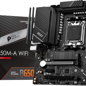 MSI PRO B650M-A WiFi ProSeries Motherboard (AMD Ryzen 9000/8000/7000 Series Processors, AM5, DDR5, PCIe 4.0, M.2, SATA 6Gb/s, USB 3.2 Gen 2, HDMI/DP, Wi-Fi 6E, Bluetooth 5.3, 2.5Gbps LAN, mATX)