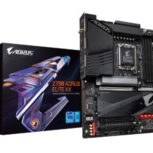 GIGABYTE Z790 AORUS Elite AX (LGA 1700/ Intel Z790/ ATX/ DDR5/ Quad M.2/ PCIe 5.0/ USB 3.2 Gen2X2 Type-C/Intel WiFi 6E/ 2.5GbE LAN/Q-Flash Plus/PCIe EZ-Latch/Gaming Motherboard)