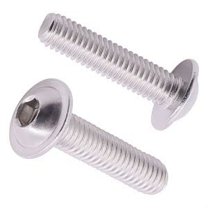 m5-0.8 x 20mm (40 pcs) flanged button socket head cap screws, 304 stainless steel, full thread, iso7380-2