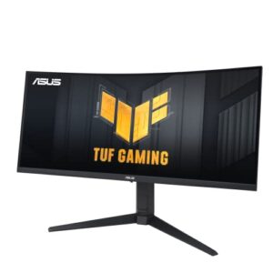 ASUS TUF Gaming 34” Ultra-Wide Curved HDR Monitor (VG34VQEL1A) - 21:9, UWQHD (3440 x 1440), 100Hz, Extreme Low Motion Blur, FreeSync, 1ms, DisplayPort, HDMI, USB, Tripod Socket, Height Adjustable