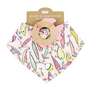 Pink Fishing Lure Teether Bib Set