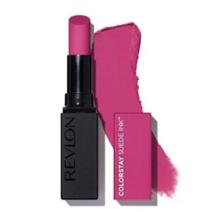 revlon lipstick, colorstay suede ink, built-in primer, infused with vitamin e, waterproof, smudge-proof, matte color, 010 tunnel vision, 0.09 oz.