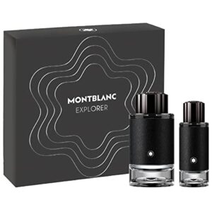 montblanc explorer eau de parfum 2 piece set - 3.3 fl. oz. spray, 1.0 fl. oz. spray - long lasting fragrance with notes of sage, sandalwood & patchouli - woody & aromatic