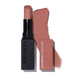 revlon lipstick, colorstay suede ink, built-in primer, infused with vitamin e, waterproof, smudge-proof, matte color, 002 no rules, 0.09 oz.