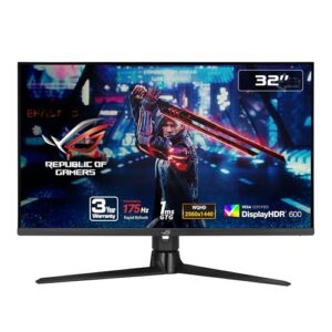 asus rog strix 32” 1440p gaming monitor (xg32aq) - qhd (2560 x 1440), fast ips, 175hz (oc), 1ms, g-sync compatible, variable overdrive, eye care, displayhdr 600, displayport, hdmi, usb, 96% dci-p3