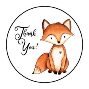 30 pcs thank you woodland fox​​​​​​​​​​​​​​​​​​​​​​​​​​​​​​​​​​​​​​​ stickers envelope seals labels round tags, stamps sticker for gift cards, envelopes, boxes for holiday, birthday, christmas