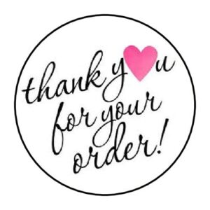 30 pcs thank you for your order heart pink​​ stickers envelope seals labels round tags, stamps sticker for gift cards, envelopes, boxes for holiday, birthday, christmas