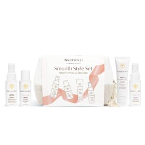 innersense organic beauty - natural smooth style holiday hair care gift set | non-toxic, cruelty-free haircare (6 piece kit with bag)