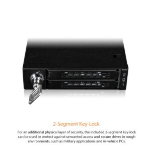 ICY DOCK Rugged 2 Bay 2.5” U.2/U.3 NVMe SSD(7mm) PCIe 4.0 Mobile Rack for External 3.5” Drive Bay | ToughArmor MB092VK-B