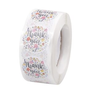 forapid 500 pieces "thank you" round seal stickers, present packaging label for small businesses birthday wedding special occasions (floral, 1x1")