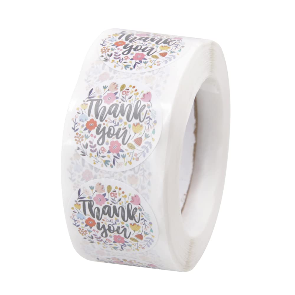 FoRapid 500 Pieces "Thank You" Round Seal Stickers, Present Packaging Label for Small Businesses Birthday Wedding Special Occasions (Floral, 1x1")