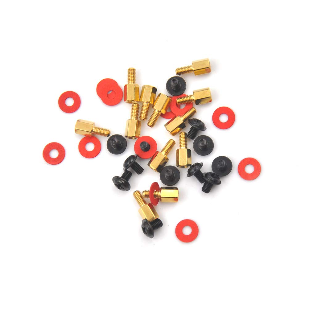 ALIWS Woodscrews,Multi-Purpose Screws,10Pcs Golden Motherboard Riser+Silver Screws Computer Red Washers 6.5mm 6-32-M3 -Default