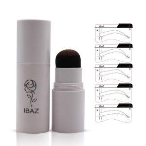 ibaz eyebrow stamp stencil kit with 10 reusable eyebrow stencils and 2 eyebrow spiral brushes, professional one step brow stamp shaping styling kit long-lasting easy to use, waterproof (medium brown)