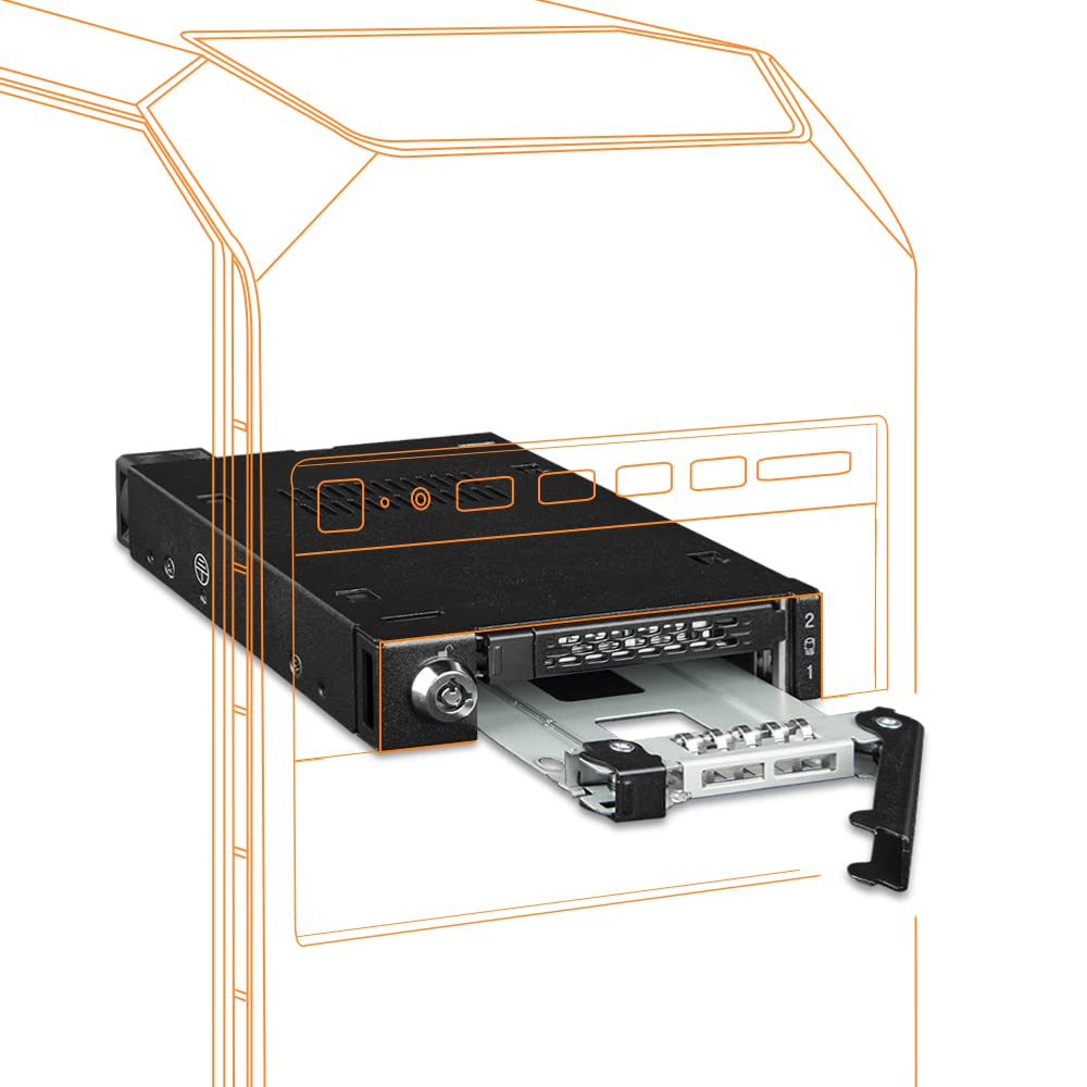 ICY DOCK Rugged 2 Bay 2.5” U.2/U.3 NVMe SSD(7mm) PCIe 4.0 Mobile Rack for External 3.5” Drive Bay | ToughArmor MB092VK-B