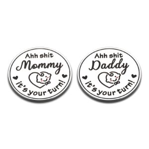 new baby gift for mom dad decision coins funny new parents pregnancy gift for first time daddy mummy to be christmas stocking stuffers birthday baby shower father's mother's day coin for husband wife