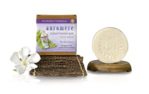 auromere ayurvedic conditioner bar for all hair types – vegan, non-gmo, deep moisturizing, nourishing herbal formula with neem, zero waste, recyclable packaging (2.12oz solid bar), 1 pack