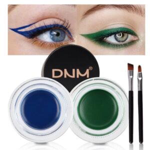 evpct blue & green gel eyeliner waterproof smudge proof for waterline eyebrow cream pomade set with brushes, long wear