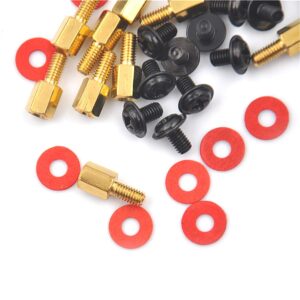 aliws woodscrews,multi-purpose screws,10pcs golden motherboard riser+silver screws computer red washers 6.5mm 6-32-m3 -default