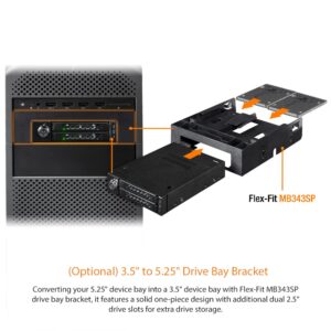 ICY DOCK Rugged 2 Bay 2.5” U.2/U.3 NVMe SSD(7mm) PCIe 4.0 Mobile Rack for External 3.5” Drive Bay | ToughArmor MB092VK-B