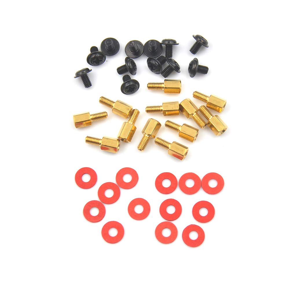 ALIWS Woodscrews,Multi-Purpose Screws,10Pcs Golden Motherboard Riser+Silver Screws Computer Red Washers 6.5mm 6-32-M3 -Default