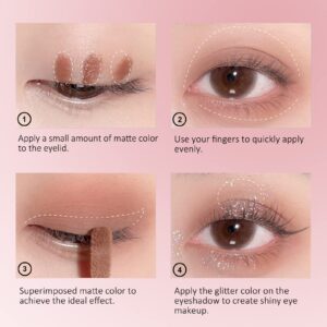 Erinde 3PCS Liquid Glitter Matte Eyeshadow, Liquid Glitter Eyeliner and Matte Cream Eyeshadow 2 in 1, Quick Drying, Easy to Apply, Long Lasting Korean Shimmer Matte Eyeshadow Sparkly Eye Makeup