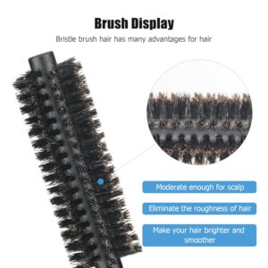 Mini Round Brush with Natural Boar Bristles for Short Hair, Beard, and Bangs - for Women & Men - Black