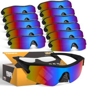 yenpk 12 pack tinted safety glasses protective eyewear, safety goggles sunglasses for men and women, ansi z87.1+ certified, eyes protection uv400 anti splash & scratch, impact resistant(multicolor)