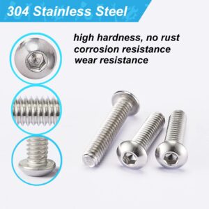 Joamang M4 x 20mm 25mm 30mm 35mm 40mm Button Head Socket Cap Screws Bolts, Stainless Steel 304, Metric Allen Hex Drive, Bright Finish, Fully Threaded, Assortment Kit 50PCS