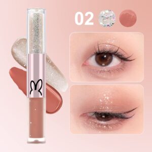 Erinde 3PCS Liquid Glitter Matte Eyeshadow, Liquid Glitter Eyeliner and Matte Cream Eyeshadow 2 in 1, Quick Drying, Easy to Apply, Long Lasting Korean Shimmer Matte Eyeshadow Sparkly Eye Makeup