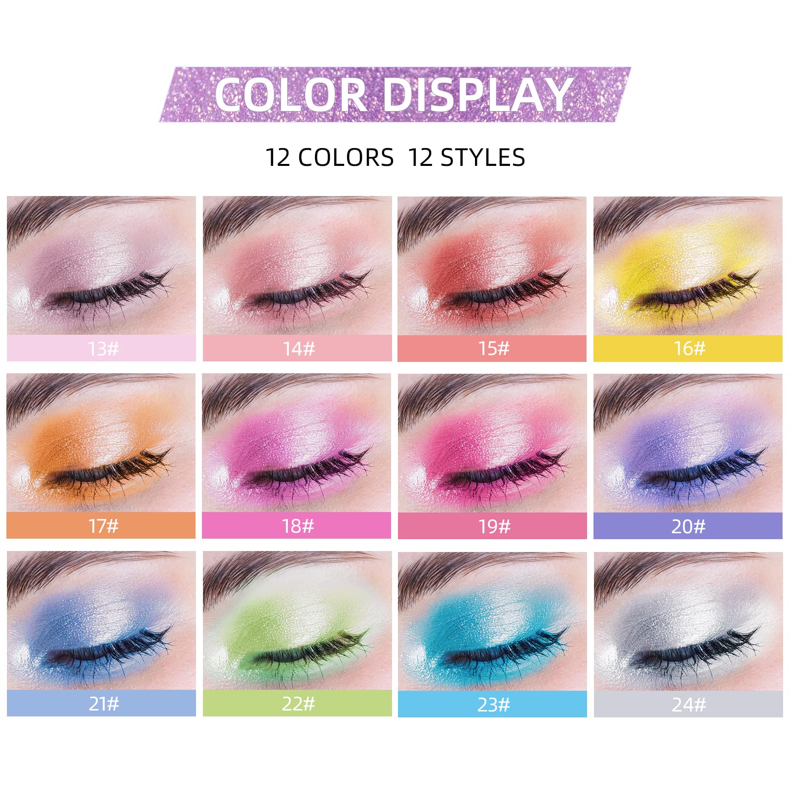 BestLand 12 Colors Liquid Glitter Eyeshadow Set, Multi-dimensional Metallic Glitter Shimmer Smokey Eye Looks Waterproof Long Lasting Quick-Drying Sparkling Eye Shadow Makeup Kits (Color B)