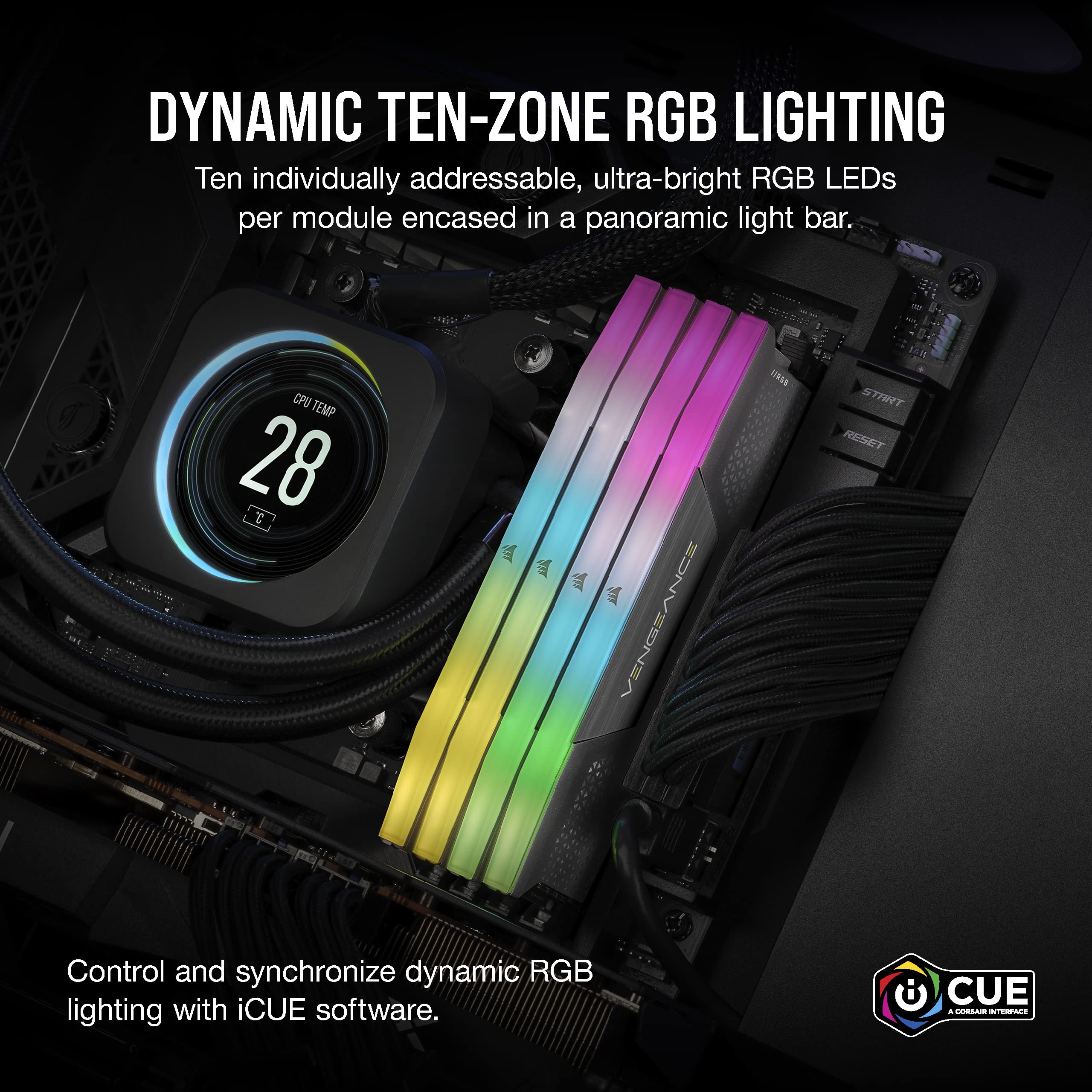 CORSAIR VENGEANCE RGB DDR5 32GB (2x16GB) DDR5 6000MHz CL36 AMD EXPO Intel XMP iCUE Compatible Computer Memory – Gray (CMH32GX5M2D6000Z36K)