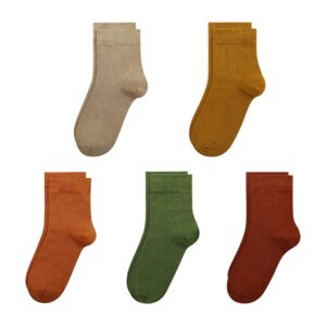 serisimple kids viscose bamboo school socks soft flate seam color anti odor thin breathable stretch cuffs girls boy 5 pairs (us, alpha, medium, regular, x'mas)