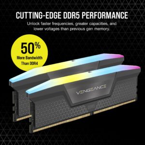 CORSAIR VENGEANCE RGB DDR5 32GB (2x16GB) DDR5 6000MHz CL36 AMD EXPO Intel XMP iCUE Compatible Computer Memory – Gray (CMH32GX5M2D6000Z36K)