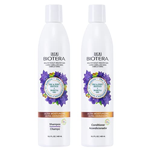 BIOTERA Ultra Moisturizing Shampoo and Conditioner Set | Hydrates Dry, Damaged, Coarse Hair | Microbiome Friendly | Vegan & Cruelty Free | Paraben & Sulfate Free | Color-Safe | 15.2 Fl Oz