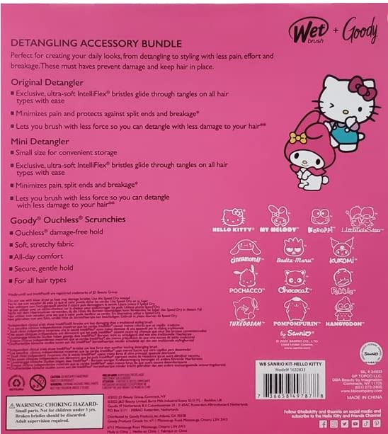 Wet Brush + Goody Detangling Accessory Bundle Hello Kitty And Friends Scrunchies Set Kit (1632833), 1.0 Ounce