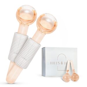 hills & home ice globes for facial | cryo sticks for face | skin care for dark circles, puffiness, collagen production | ice roller for face and eyes set of 2