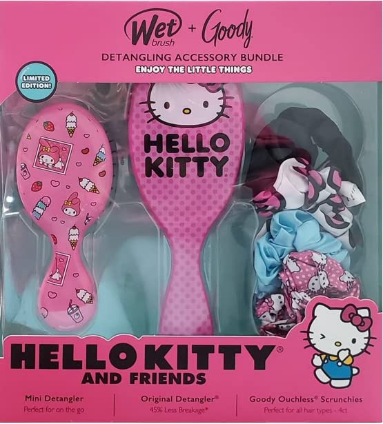 Wet Brush + Goody Detangling Accessory Bundle Hello Kitty And Friends Scrunchies Set Kit (1632833), 1.0 Ounce