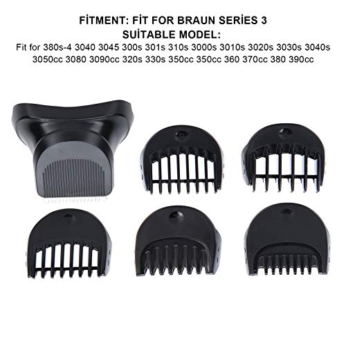 Trimmer Head for Braun Series 3, 5 Piece Comb Trimming Set, Electric Shaver Beard Trimmer Head, Replacement Trimming Head for Braun 3