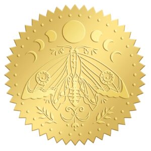 craspire 100pcs gold foil stickers embossed certificate seals self-adhesive stickers medal decoration stickers certification graduation corporate notary seals envelope (moth)