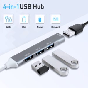 USB Hub 4-Port USB Hub Ultra-Slim Data USB Splitter Portable Aluminium Alloy Mini USB Hub Extensions Applicable for Laptop, MacBook, Mac Mini/Pro, Surface, Notebook PC, PS4, Flash Drive, Mobile HDD