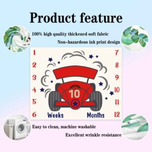 VIDMOT Racing Car Baby Monthly Milestone Blanket 48x40in Cute Baby Month Blanket Soft Plush Months Quilt for Nursery Decor Newborn Bedding BTLSVV16