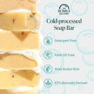 The Bubble Factory Handmade Natural Bath & Body Soap Bar, Vegan, All-Natural, Palm Oil Free, Made in USA with Shea Butter + Essential Oils, Lavender Lemongrass, 3 Bars