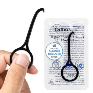 orthokey clear aligner removal tool | invisible removable braces, denture, brackets, retainer remover key | personal orthodontic supplies, dental-grade for ortho cleaning & travel use | (1-pack) black