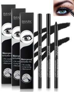 3 pcs matte black waterproof smudge-proof gel eyeliner pencil, fade-proof eye liner water line pencil, cat eye/smoky eye makeup pen, waterline gel eye liner, makeup gift set for oleder women girl