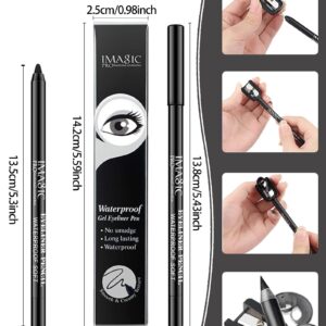 3 Pcs Matte Black Waterproof Smudge-proof Gel Eyeliner Pencil, Fade-Proof Eye Liner Water Line Pencil, Cat Eye/Smoky Eye Makeup Pen, Waterline Gel Eye Liner, Makeup Gift Set for Oleder Women Girl