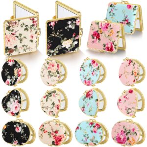 remerry 48 pieces compact mirror for purse flower small compact mirror gift makeup mirror floral pocket mirror retro folding portable travel mirror for women girls (vivid style)