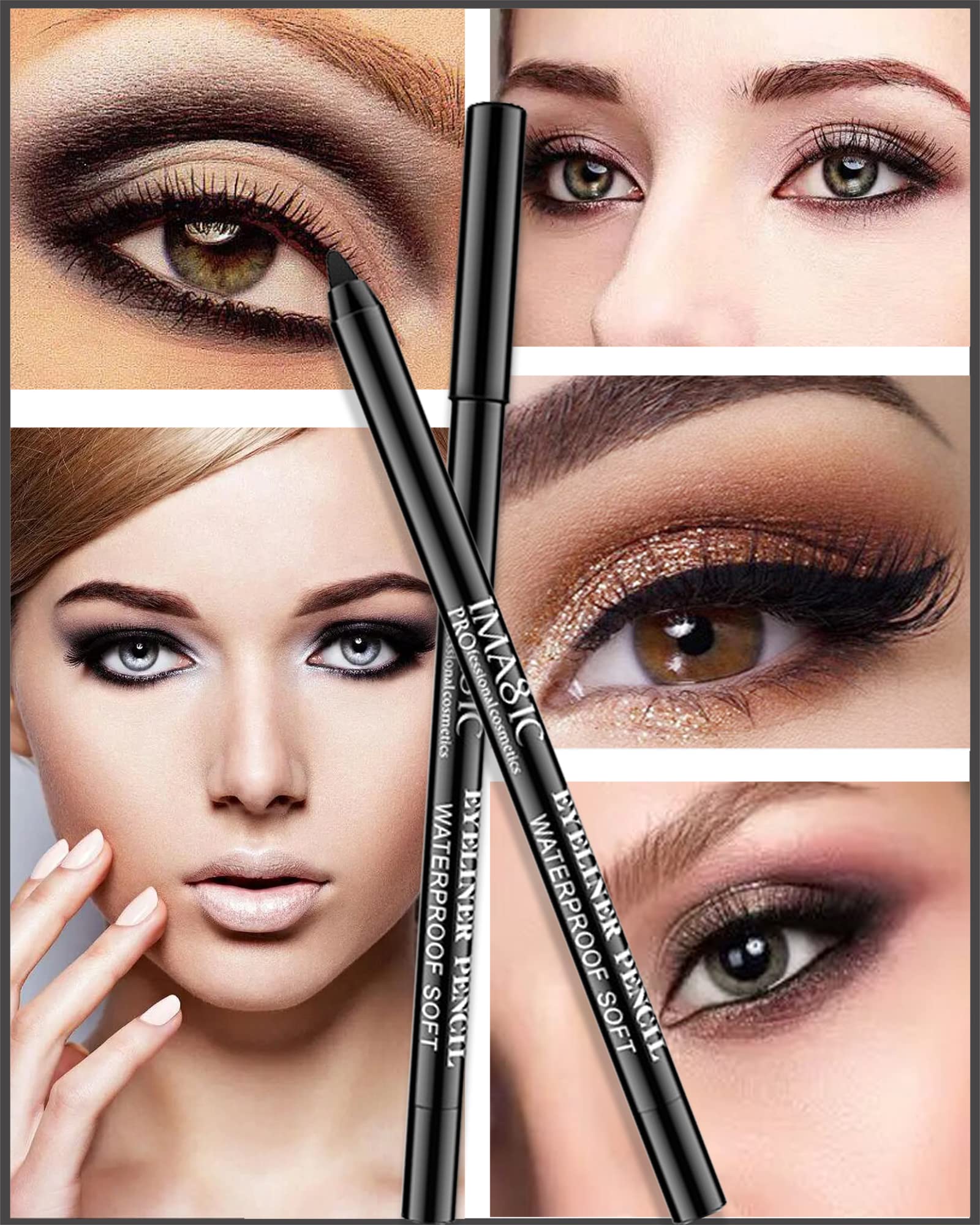 3 Pcs Matte Black Waterproof Smudge-proof Gel Eyeliner Pencil, Fade-Proof Eye Liner Water Line Pencil, Cat Eye/Smoky Eye Makeup Pen, Waterline Gel Eye Liner, Makeup Gift Set for Oleder Women Girl