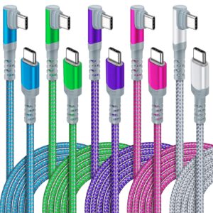 【5-pack】 usb c to usb c cable 10ft, extra long right-angle 60w/3a type c to type c charger fast charging cable cord compatible with samsung s22 ultra, google pixel 6, ipad pro 12.9 air mini macbook